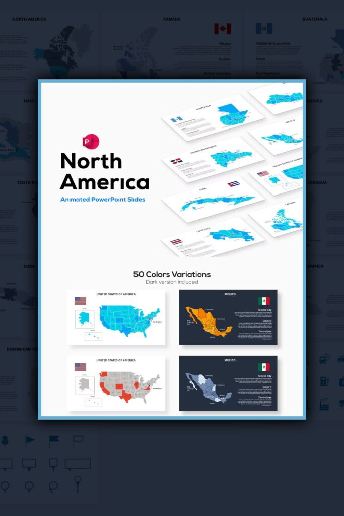 Animated North America Maps PowerPoint – MasterBundles