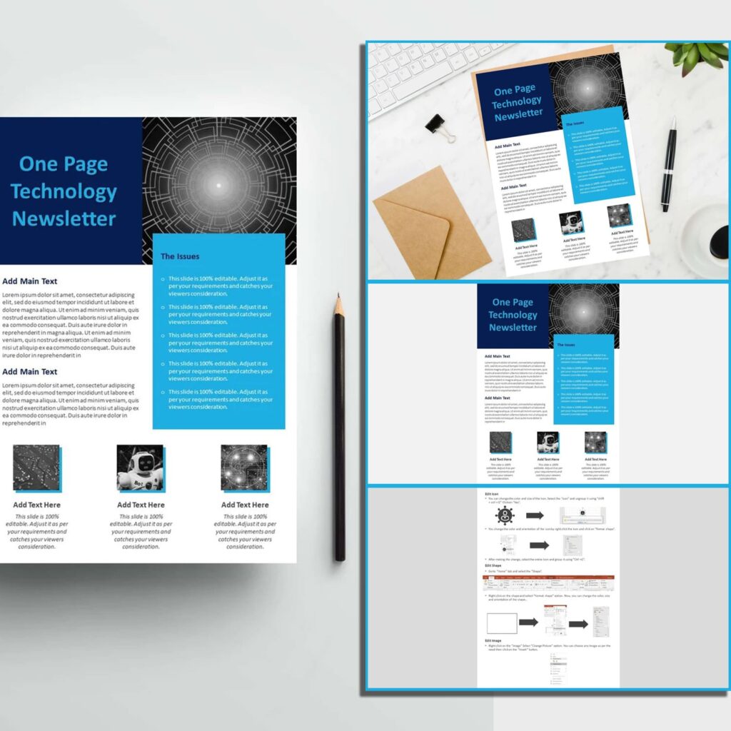 One Page Technology Newsletter Powerpoint Template – MasterBundles