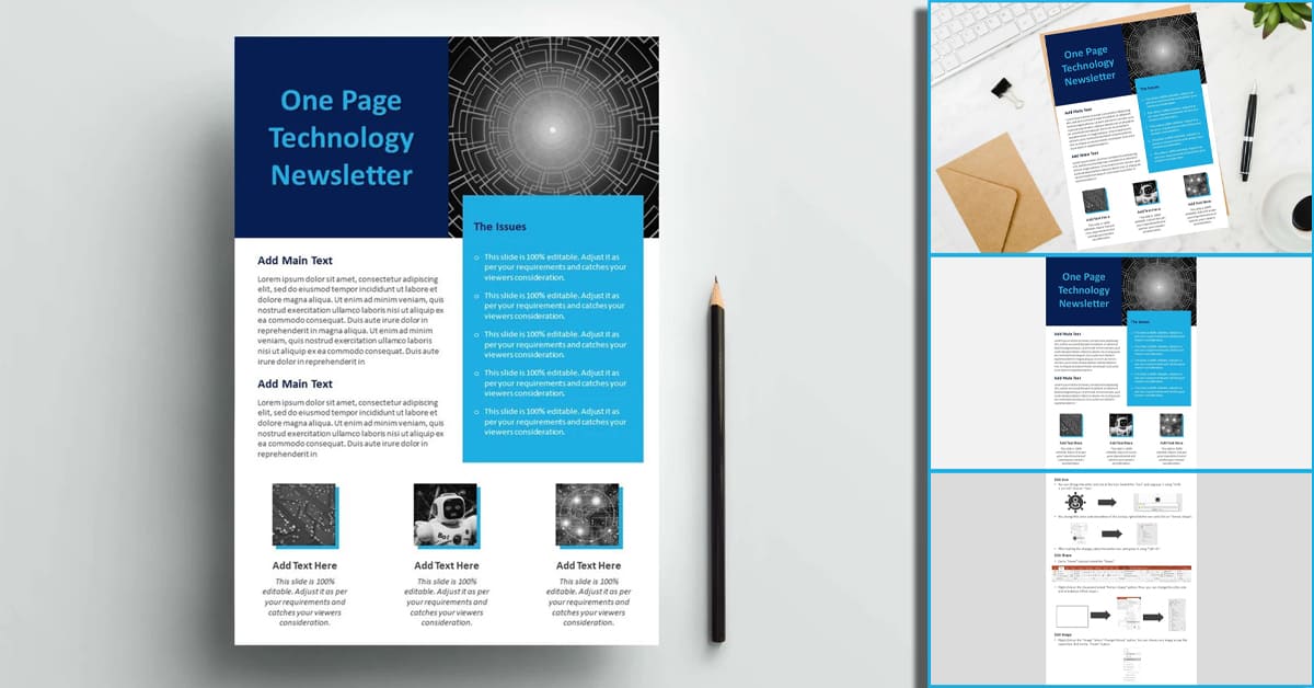 One Page Technology Newsletter Powerpoint Template – MasterBundles