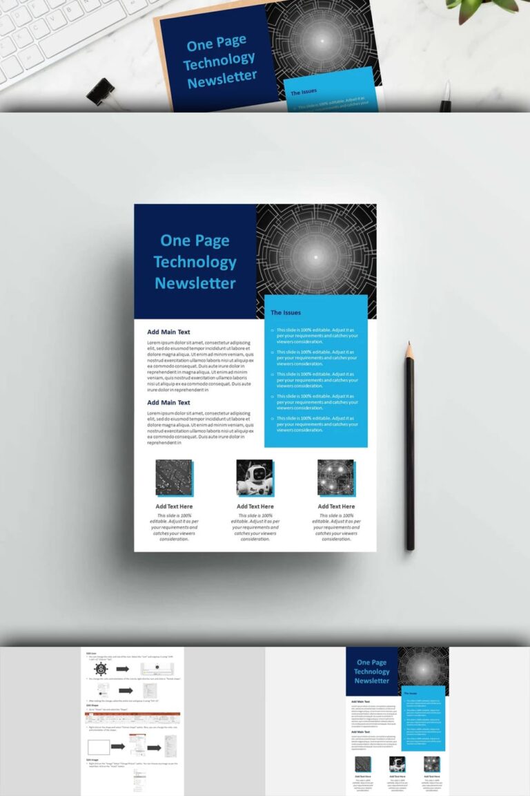 One Page Technology Newsletter Powerpoint Template – MasterBundles