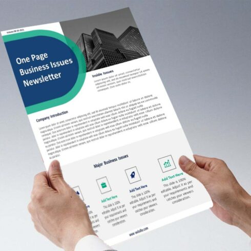 One Page Business Issues Newsletter Powerpoint Slide – MasterBundles