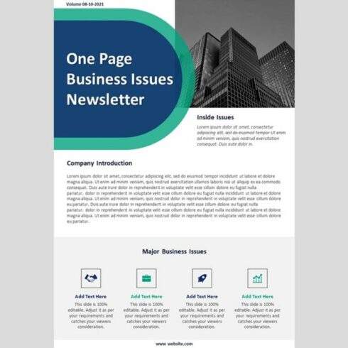 One Page Business Issues Newsletter Powerpoint Slide – MasterBundles