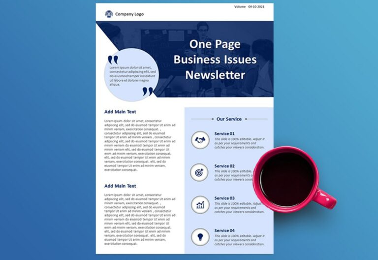 One Page Business Issues Newsletter Powerpoint Template – MasterBundles