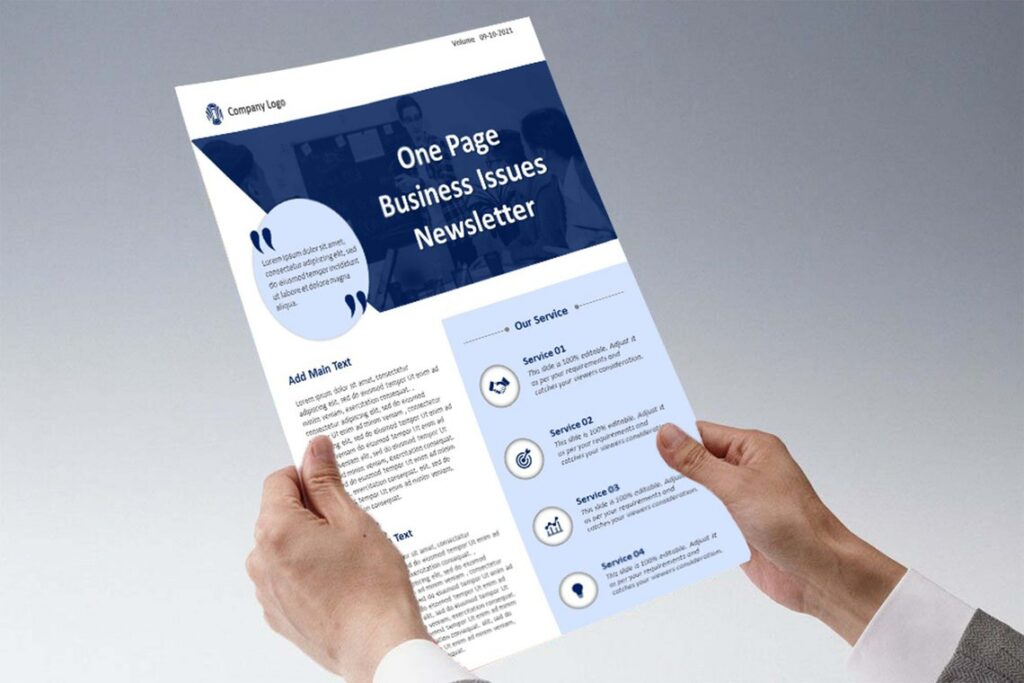 One Page Business Issues Newsletter Powerpoint Template – MasterBundles