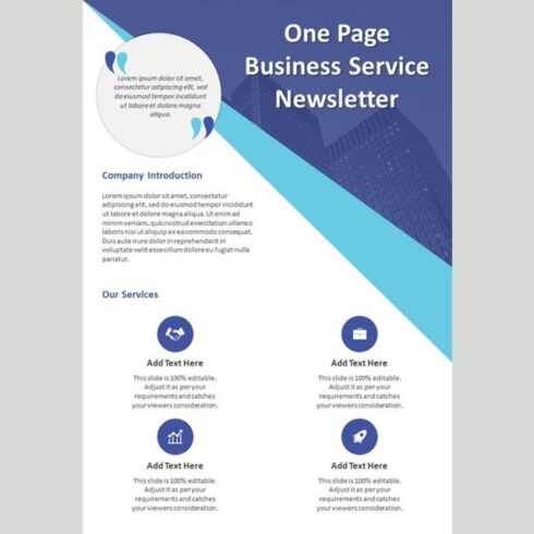 One Page Business Service Newsletter Powerpoint Template – MasterBundles