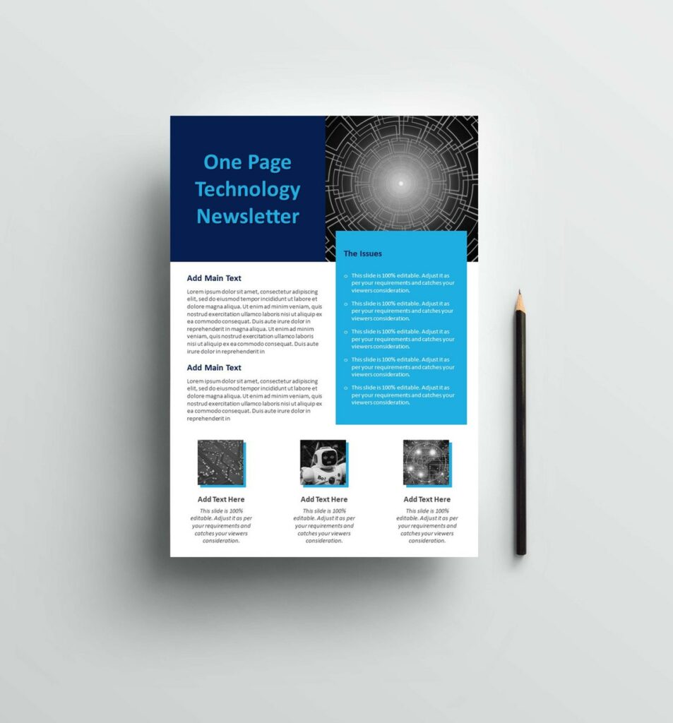 One Page Technology Newsletter Powerpoint Template – MasterBundles