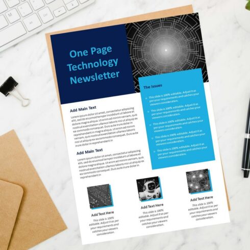 One Page Technology Newsletter Powerpoint Template – MasterBundles