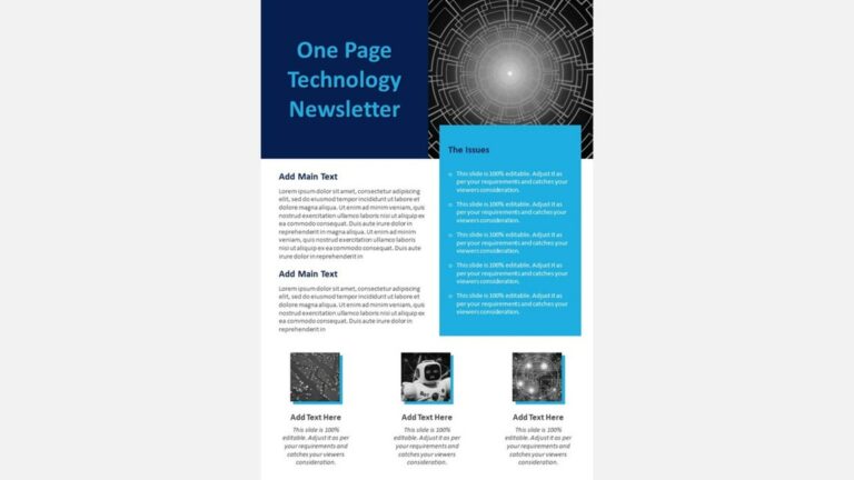 One Page Technology Newsletter Powerpoint Template – MasterBundles