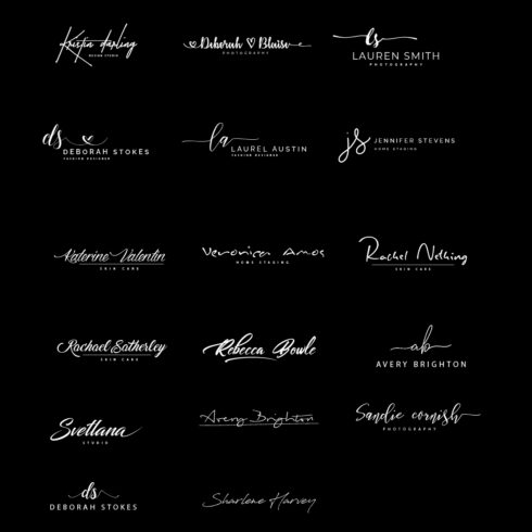 Bundle of 17 Beautiful Minimal Signature Logos - Just 8$ - MasterBundles