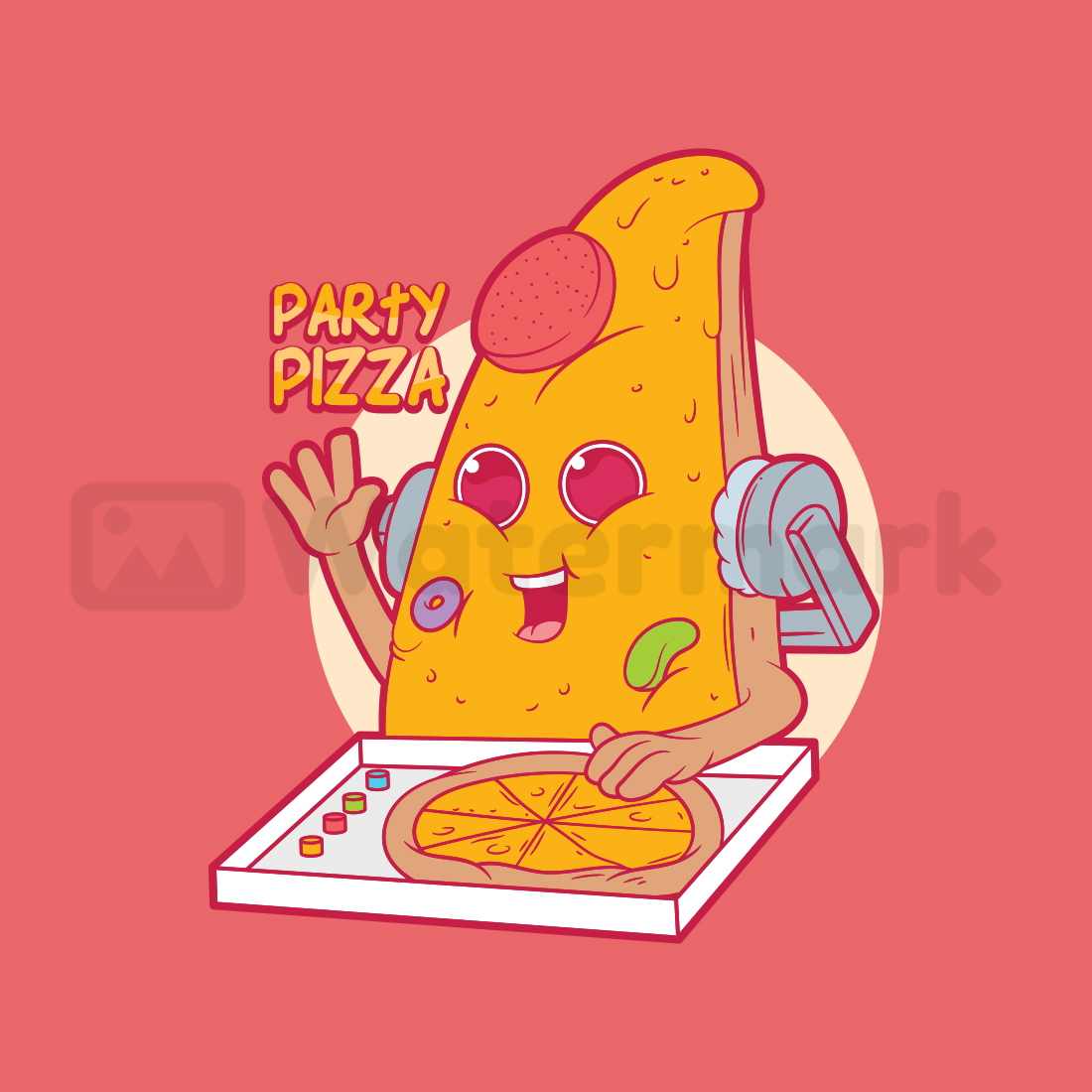 Party Pizza Vector Graphics Design - MasterBundles