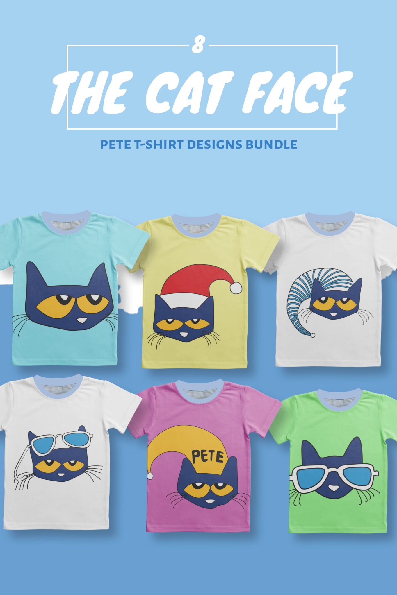 Pete The Cat Face T-shirt Designs Bundle – MasterBundles