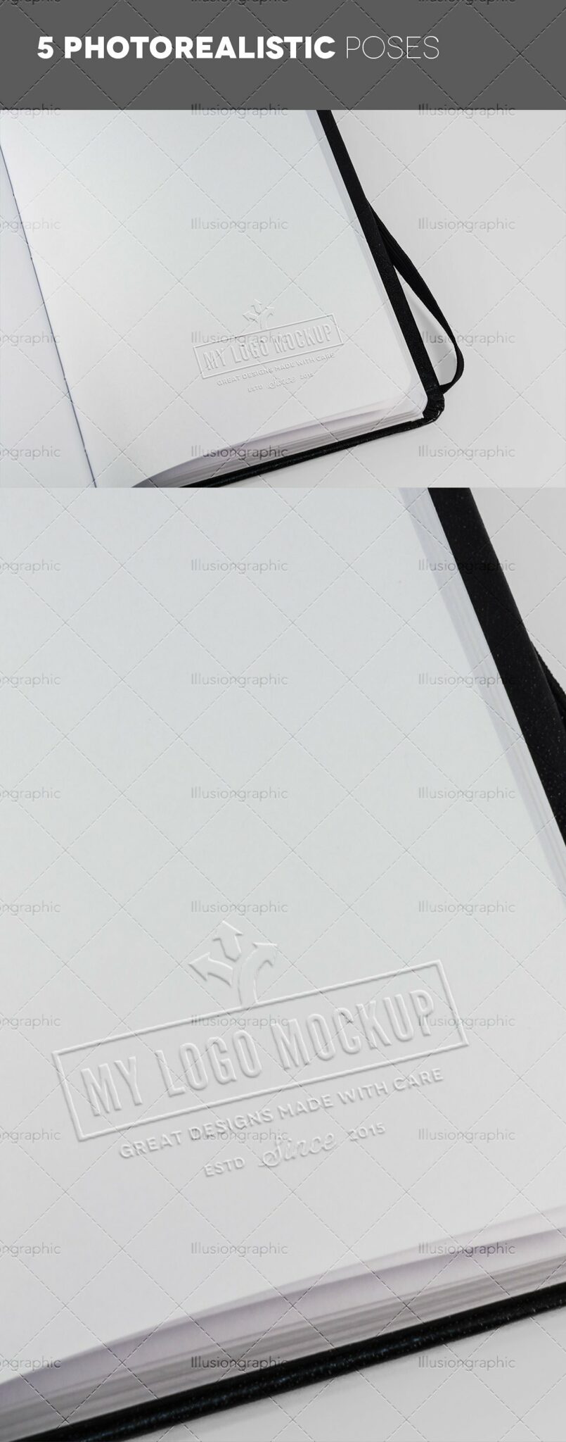 Photorealistic Black Notebook Mockup – MasterBundles