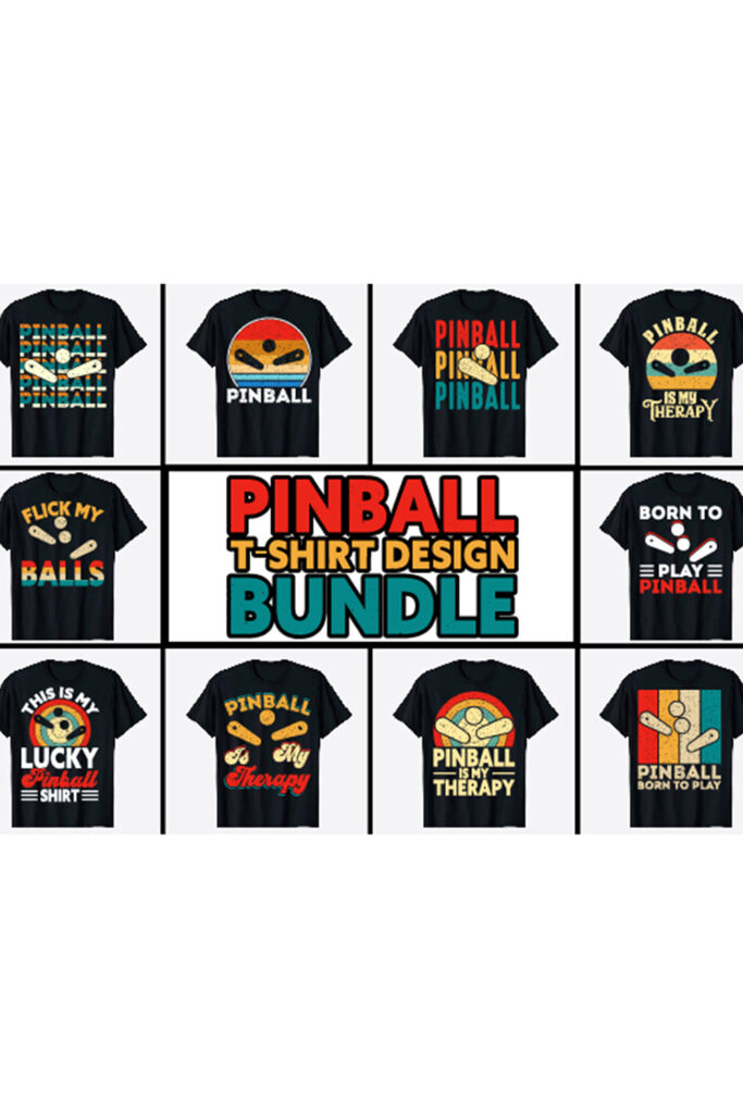 Pinball Wizard Retro Vintage Pinball Player T-shirt Design Bundle ...