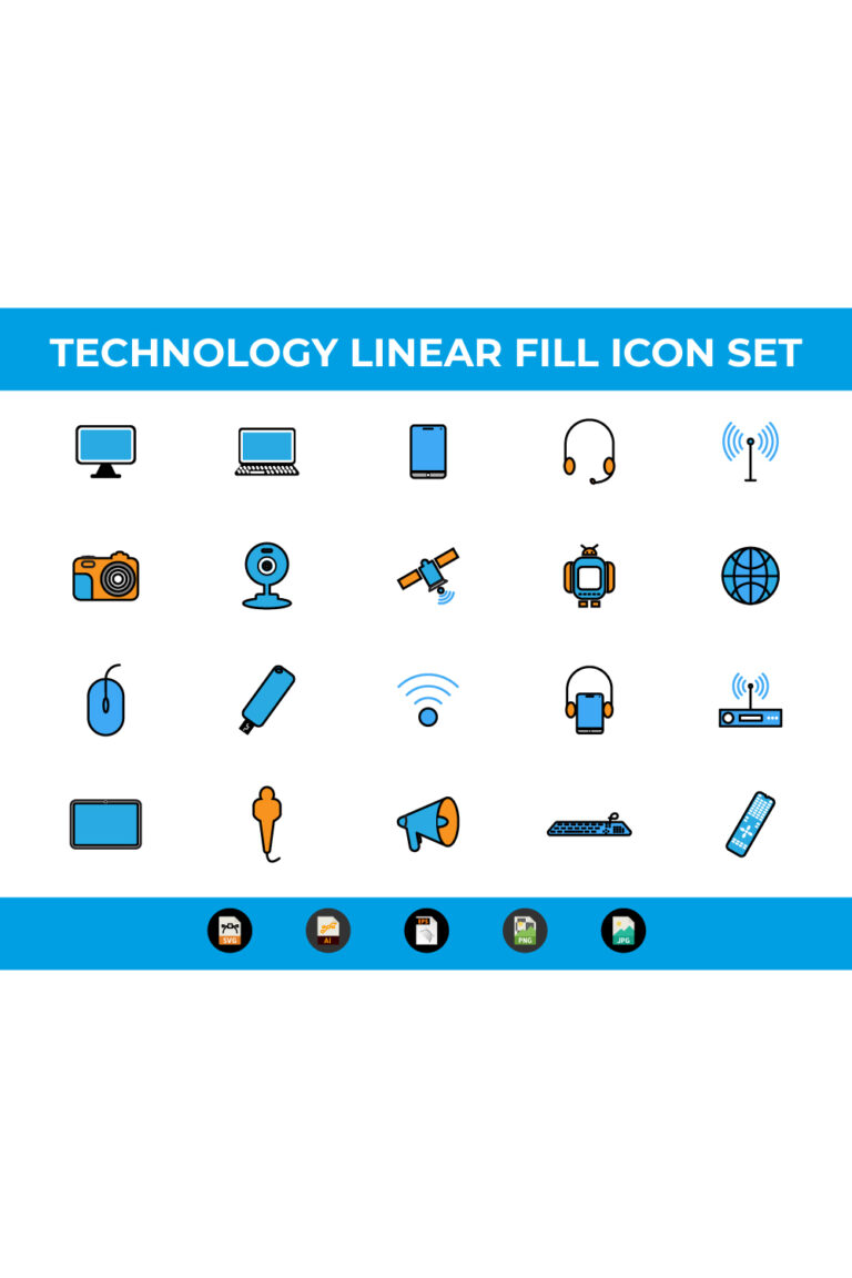 Linear Fill Technology and Multimedia icons Vector and SVG - MasterBundles