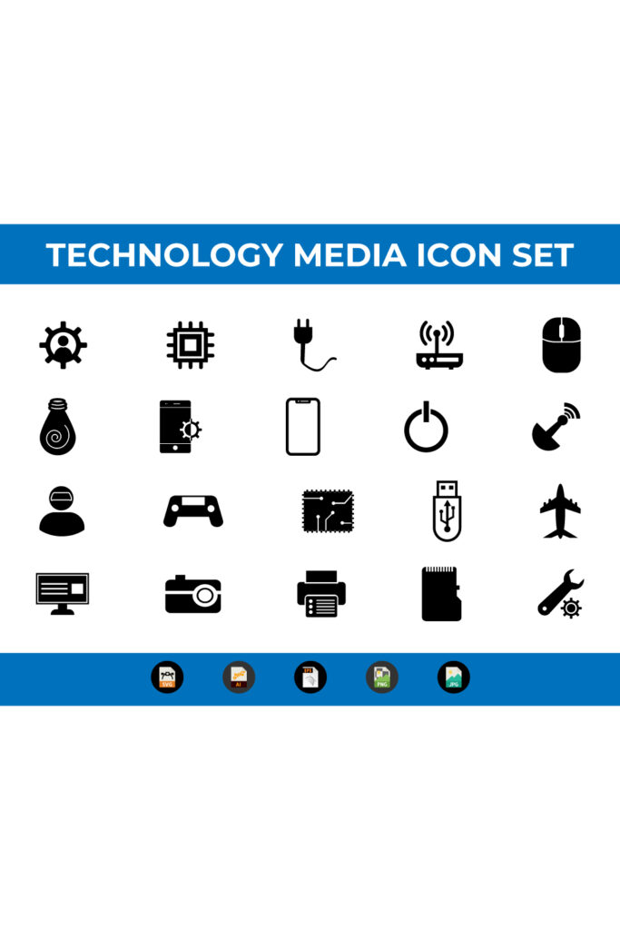 20 Flat Technology and Multimedia icons - MasterBundles