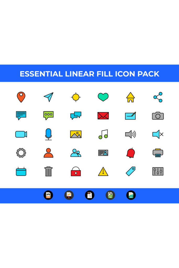30 Linear Fill Essential Icon Pack Vector Illustrations and SVG ...