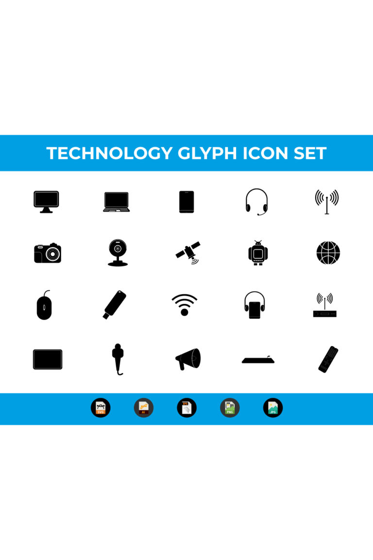 Glyph Technology and Multimedia icons Vector and SVG - MasterBundles