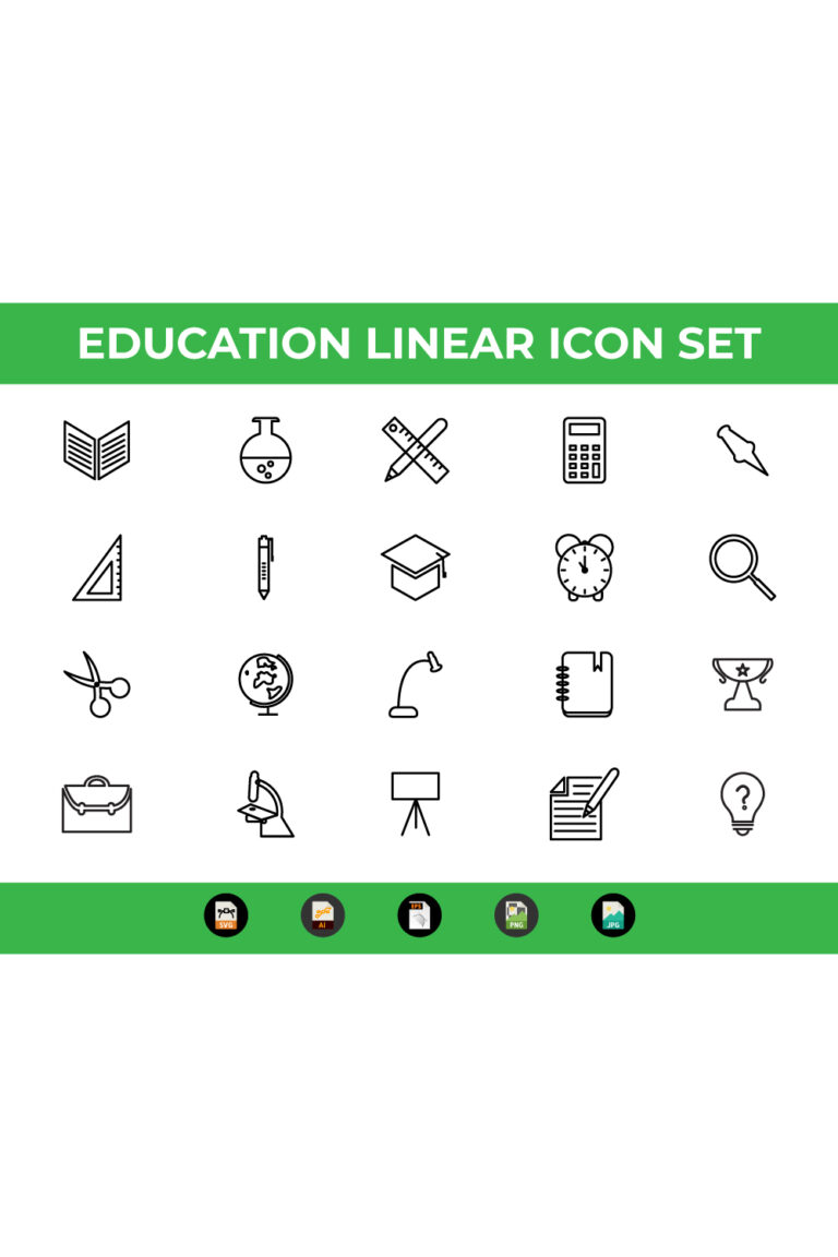 Education Linear Icon Set Vector and SVG - MasterBundles