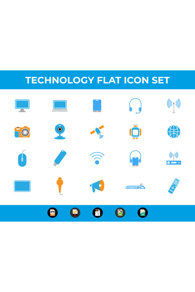 Flat Technology and Multimedia icons Vector and SVG - MasterBundles