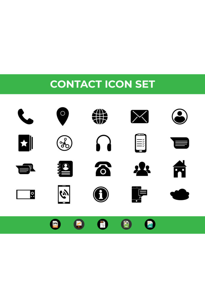 Contact Icons Set Vector and SVG - MasterBundles