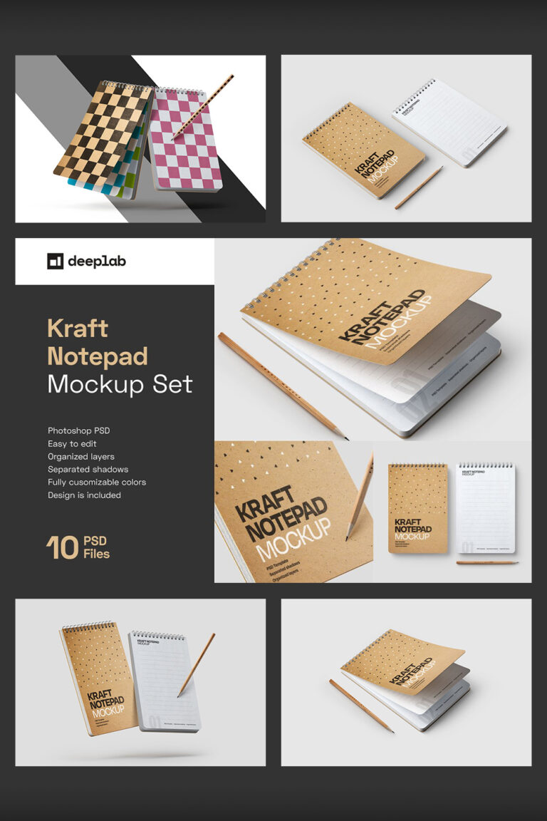 Kraft Notepad Mockup Set, Sketchbook – MasterBundles