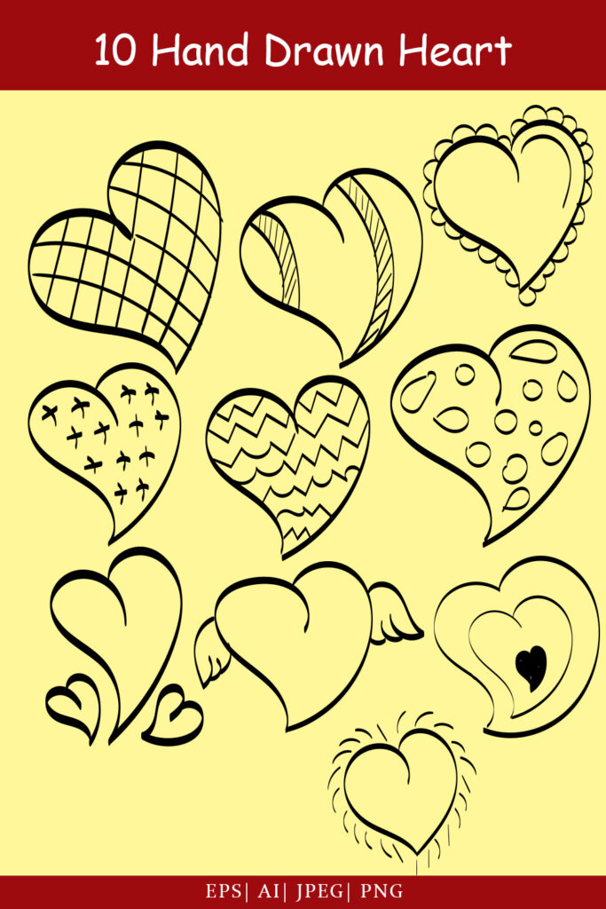 10 Hand Drawn Heart - MasterBundles