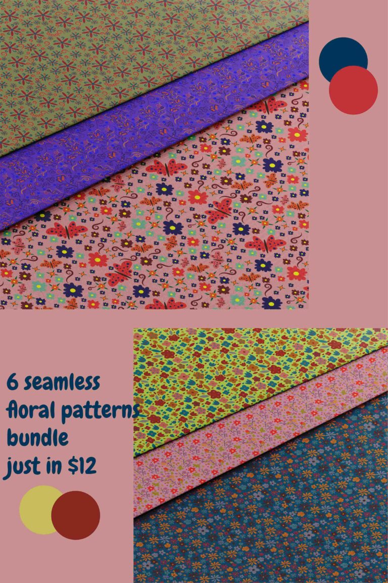 6 seamless floral patterns, flower patterns bundle only in $12 ...