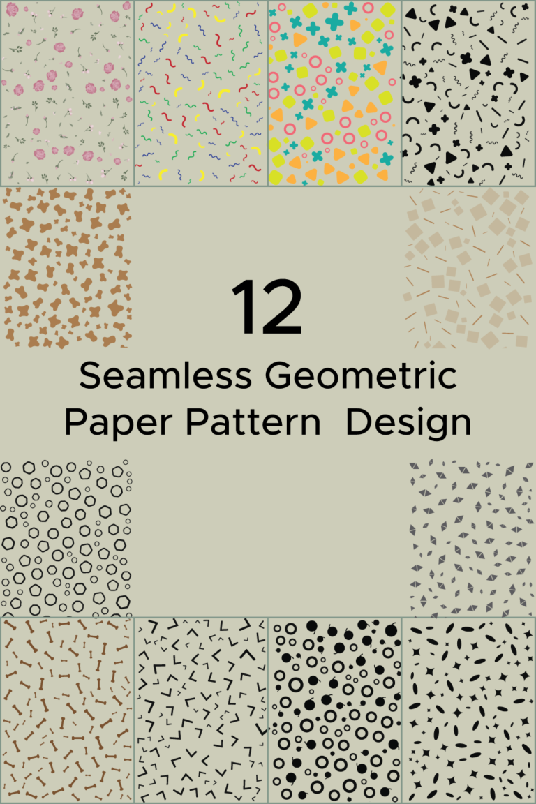 12 Seamleass Geometric Paper Pattern Design - MasterBundles