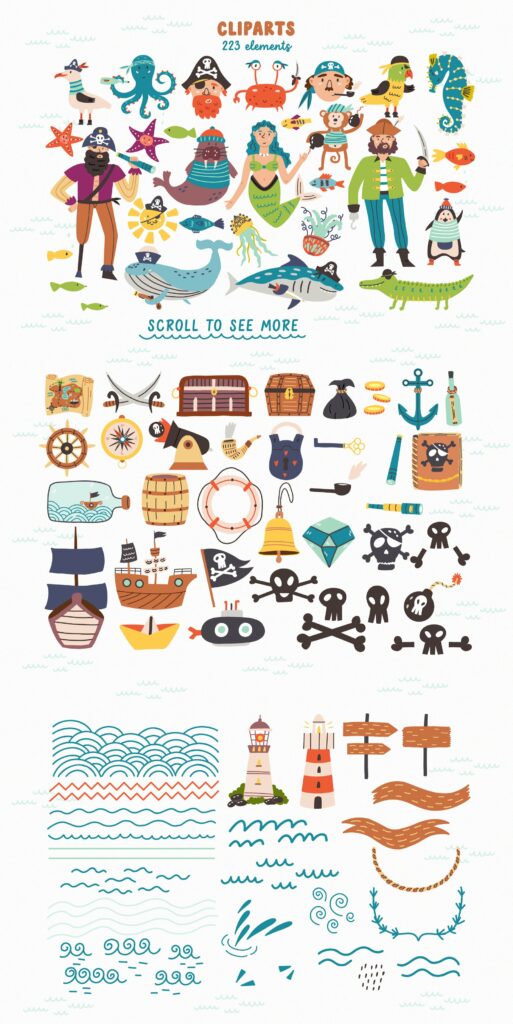 Pirates Ahoy: Clipart & Treasure Map – MasterBundles