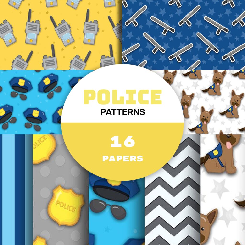 Police Officer Vector Clipart and Seamless Pattern – MasterBundles