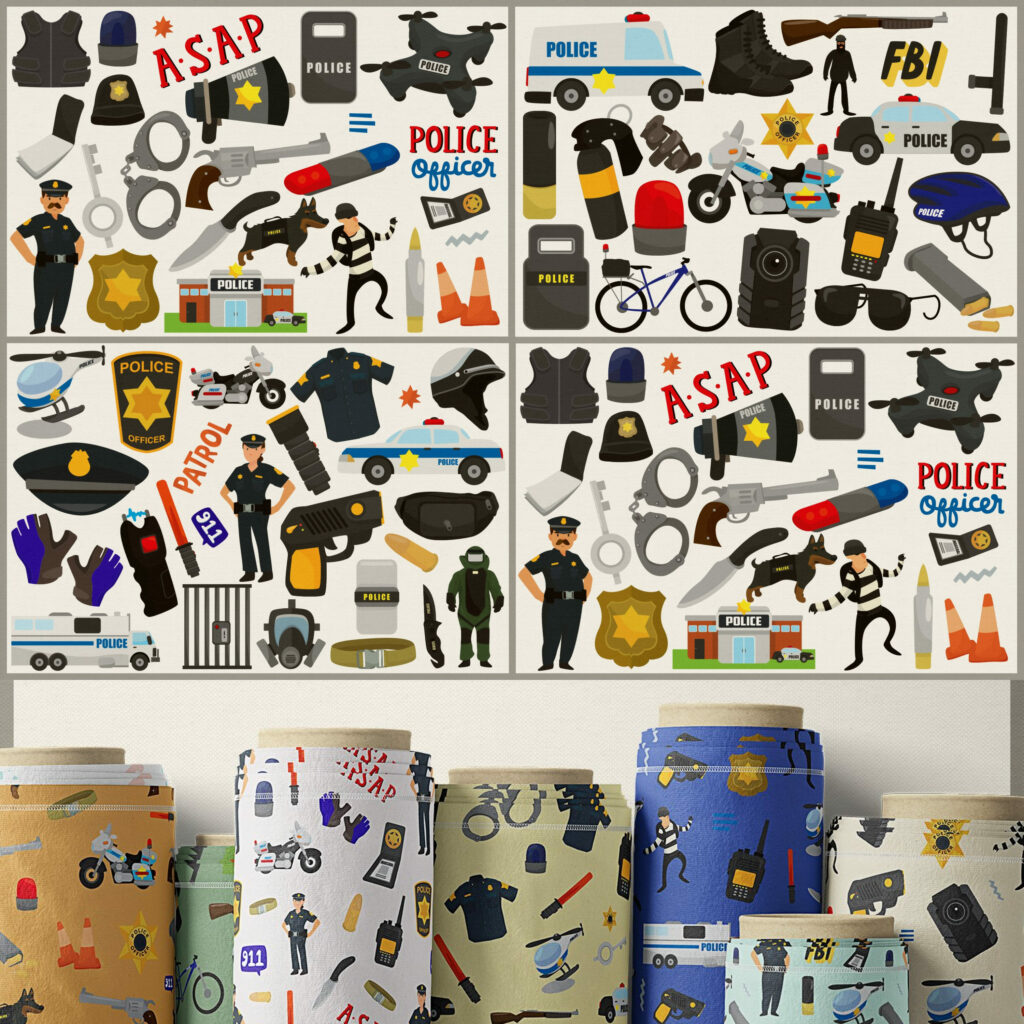 Police Officer Vector Clipart and Seamless Pattern – MasterBundles