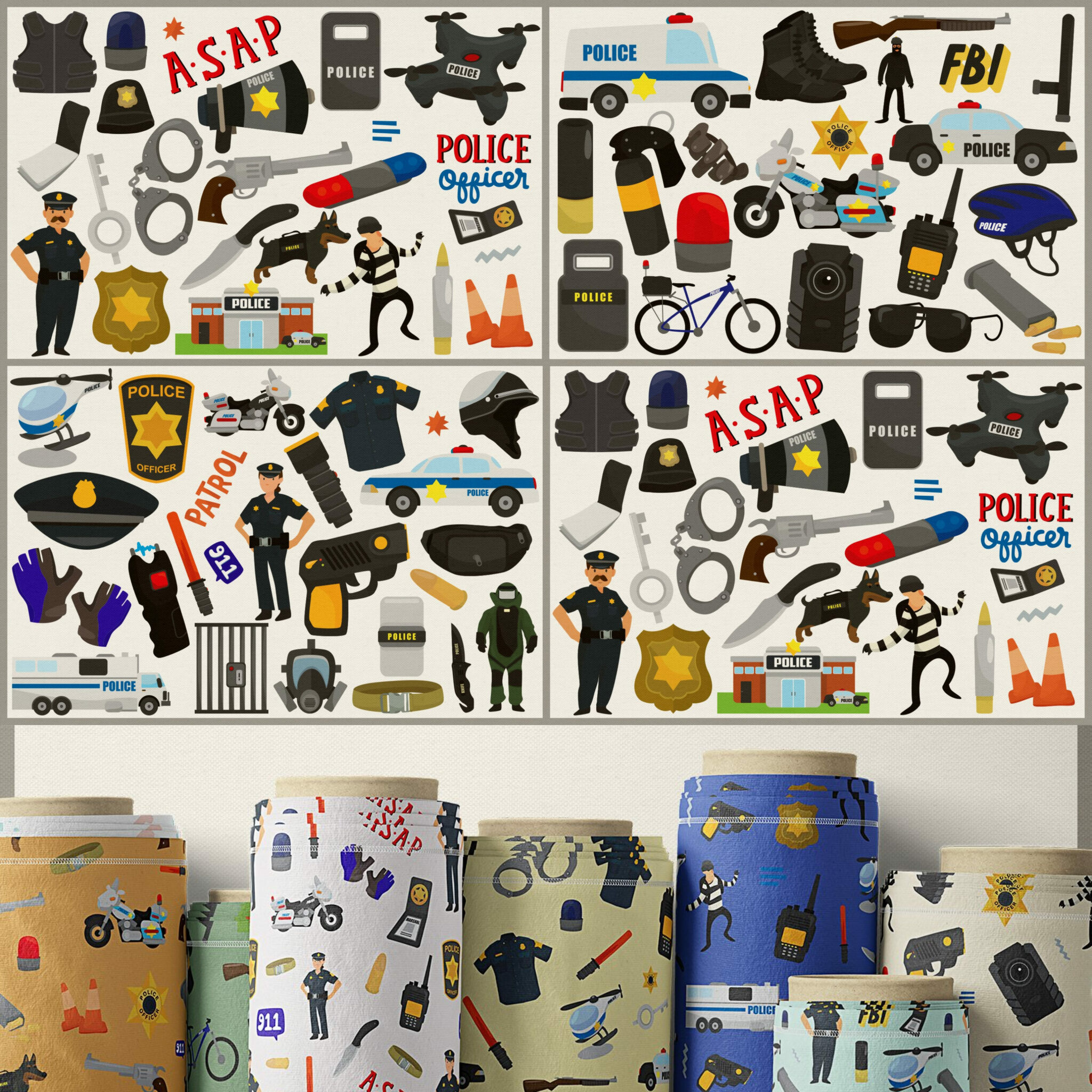 Police Officer Vector Clipart and Seamless Pattern – MasterBundles