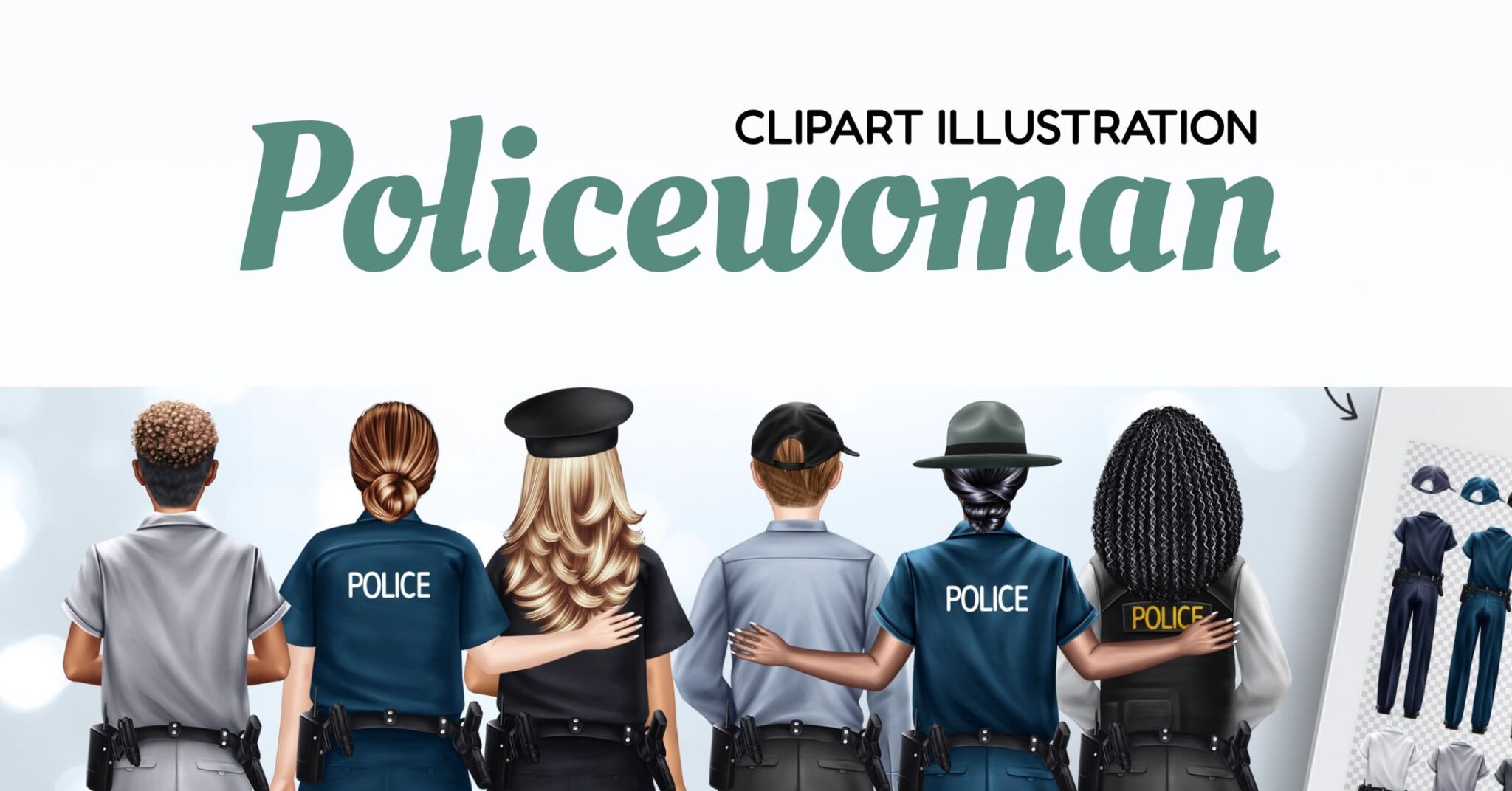 Policewoman Clip Art, Police Officers Clipart, Police PNG – MasterBundles