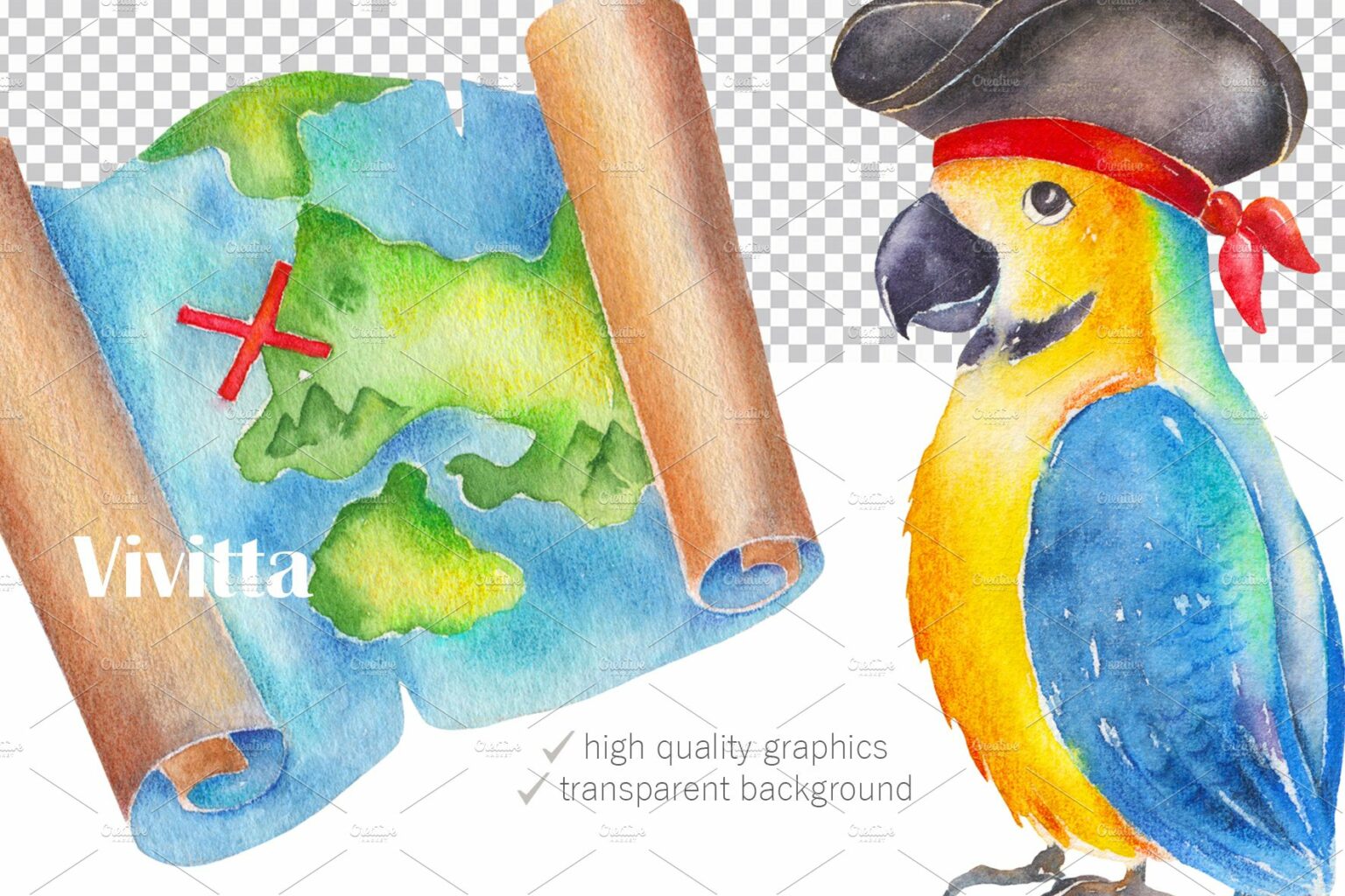 Pirates Party Watercolor Clipart Set – MasterBundles