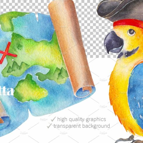 Pirates Party Watercolor Clipart Set | Master Bundles