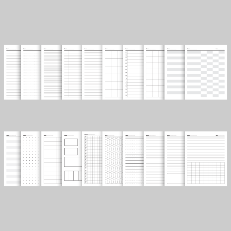 20 Printable Notebook Papers Editable KDP Interior - MasterBundles
