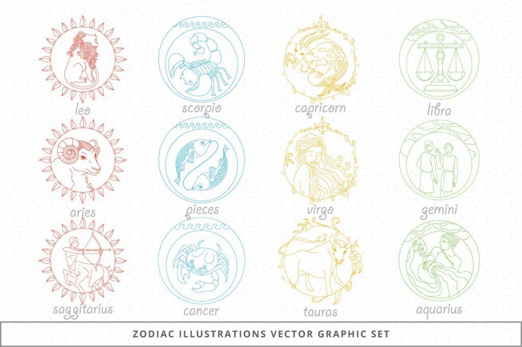 6 Zodiac Sets Illustrations – MasterBundles
