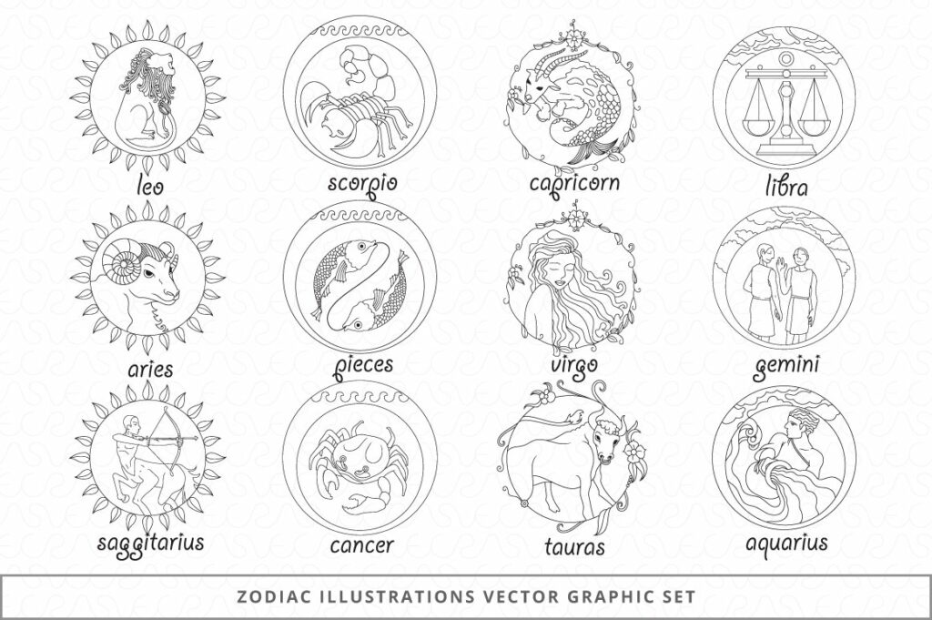 6 Zodiac Sets Illustrations – MasterBundles
