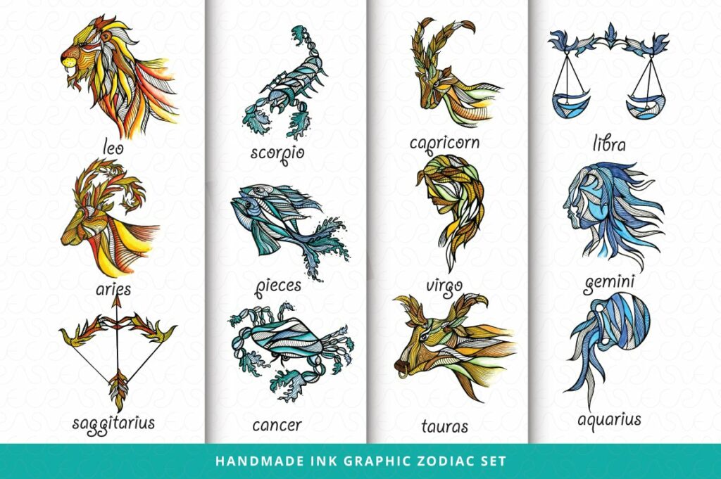 6 Zodiac Sets Illustrations – MasterBundles