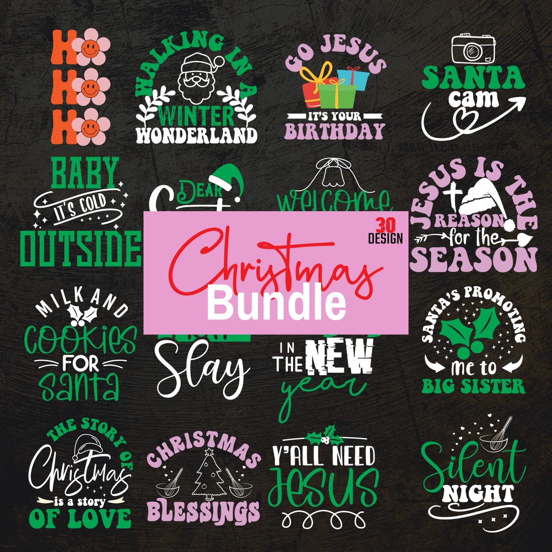 30 Christmas Quotes Design Bundle - MasterBundles