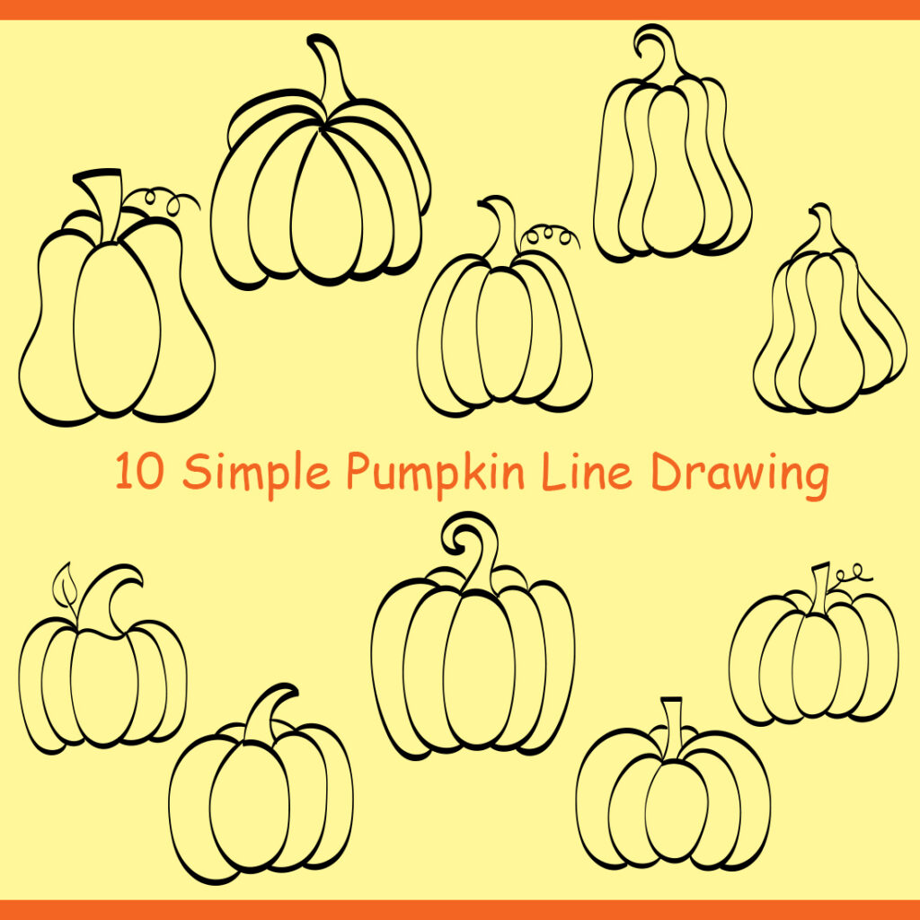 10 Simple Pumpkin Line Drawing - Only $5 - MasterBundles