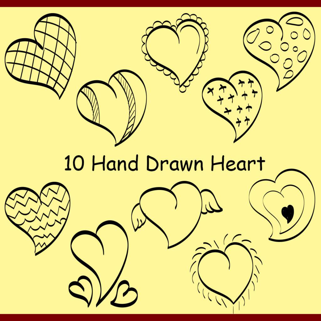 10 Hand Drawn Heart - MasterBundles