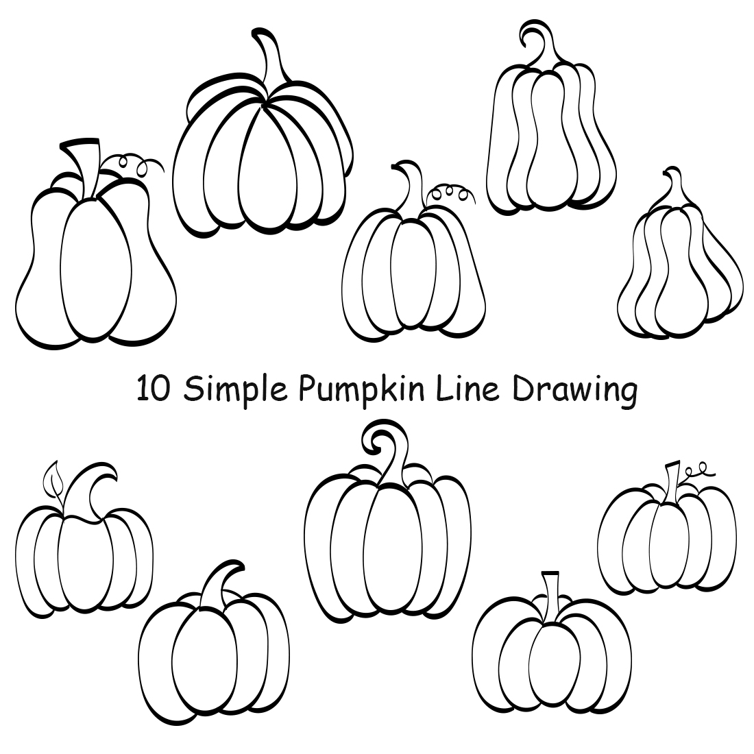 10 Simple Pumpkin Line Drawing - Only $5 - MasterBundles