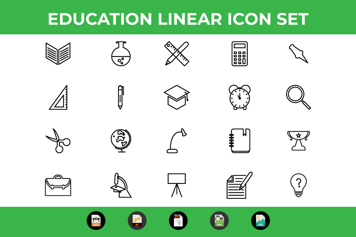 Education Linear Icon Set Vector and SVG - MasterBundles