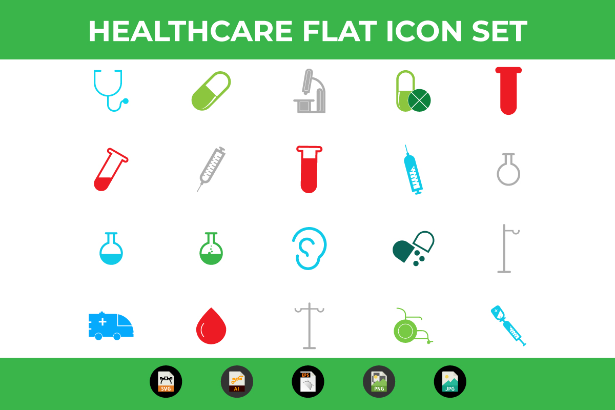 Healthcare and Medical Flat Icon Set - MasterBundles