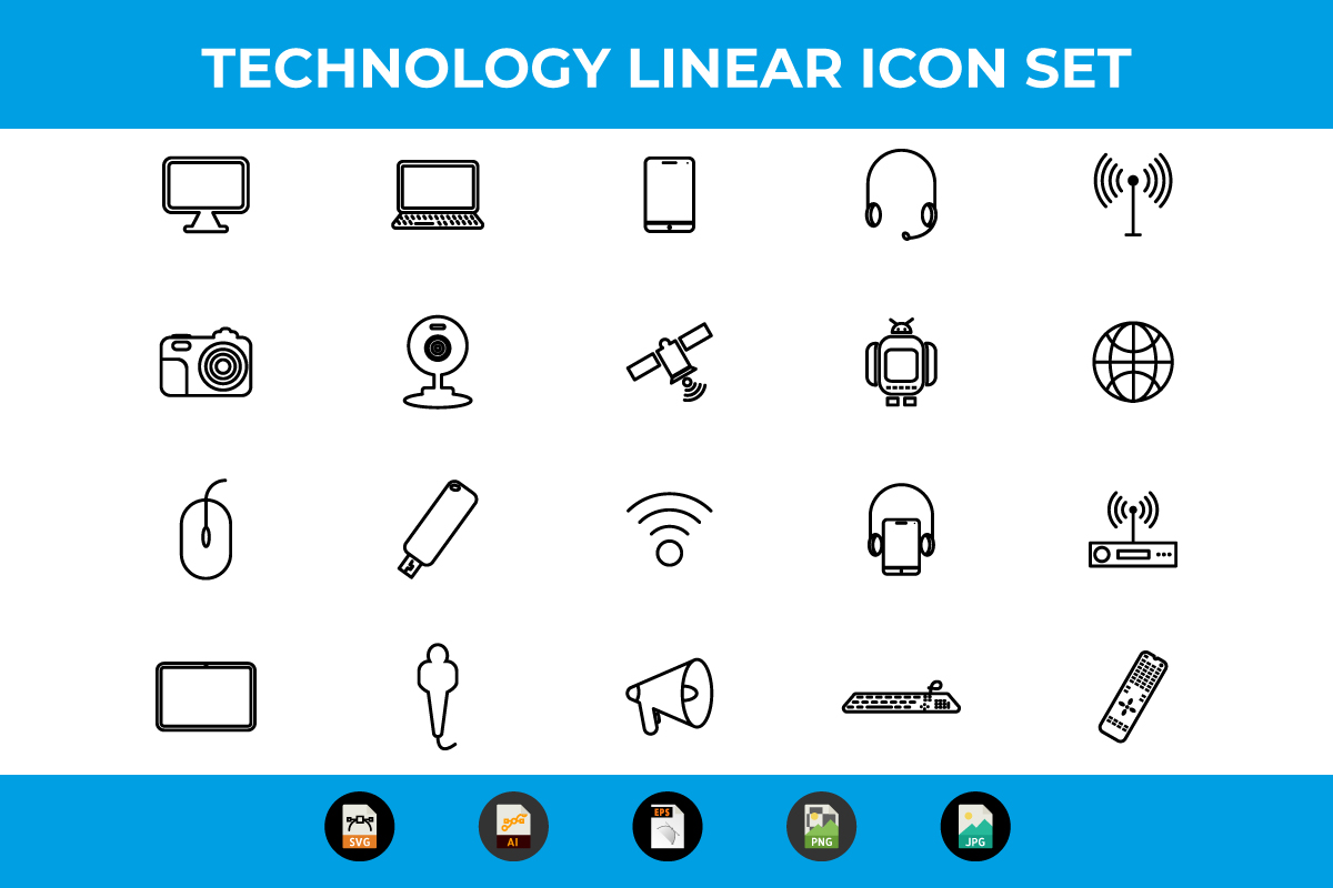 Linear Technology and Multimedia icons Vector and SVG - MasterBundles