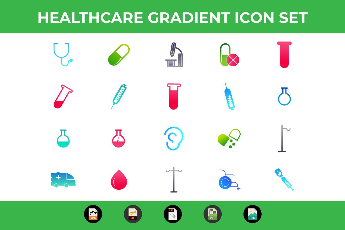 Healthcare and Medical Gradient Icon Set - MasterBundles