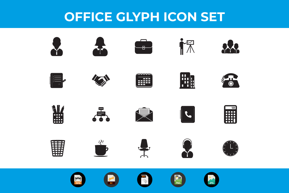 Business and Office Glyph Icons Vector and SVG - MasterBundles