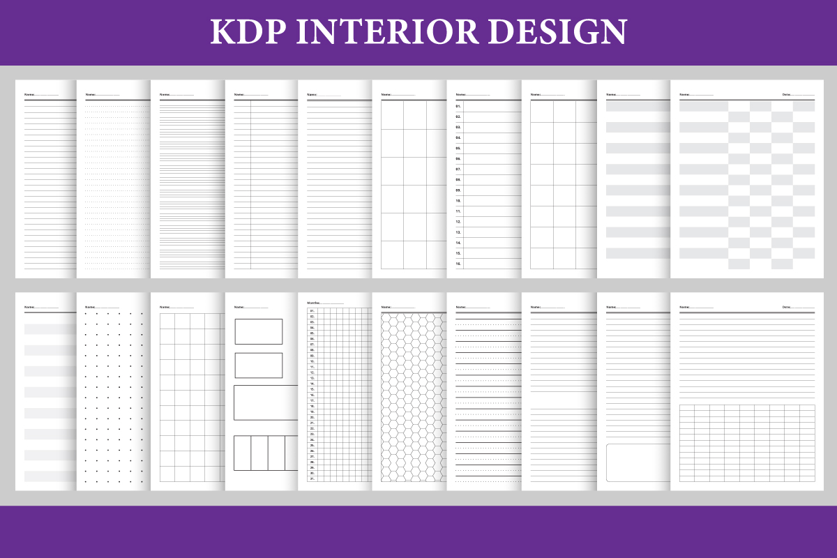 20 Printable Notebook Papers Editable KDP Interior - MasterBundles