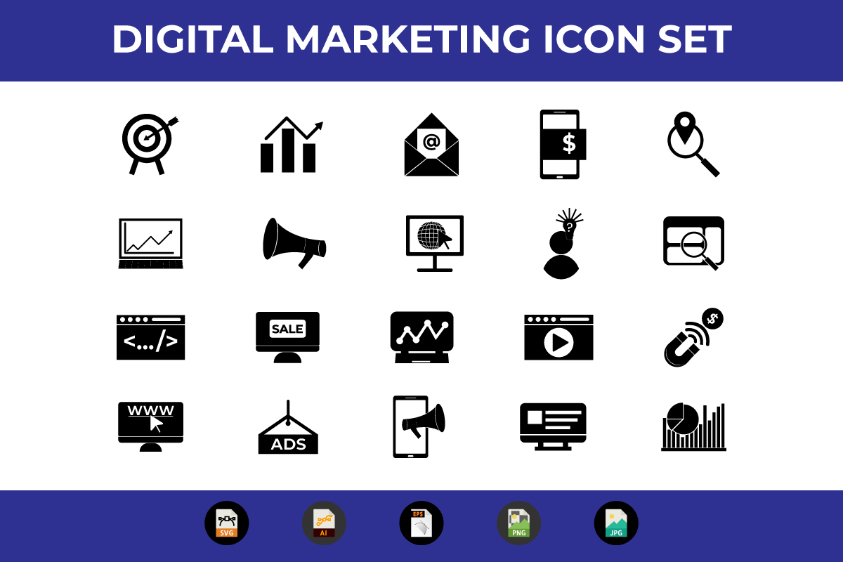 Digital Marketing icon Set Vector and SVG - MasterBundles